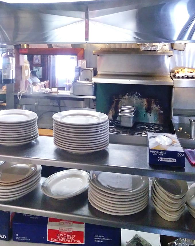 Professional kitchen efficiency meets small-town hospitality in this glimpse of breakfast production central command.