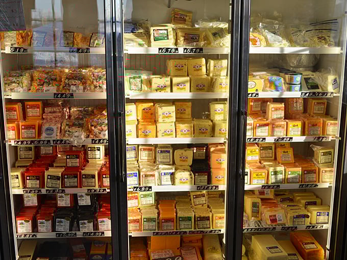 The cheese refrigerator – Wisconsin's version of Fort Knox. More varieties than there are Packers fans on game day.