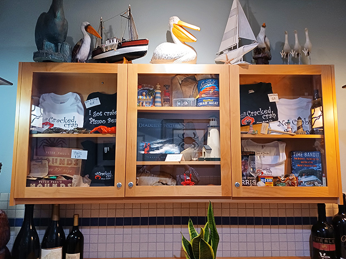 Nautical treasures and branded merchandise that let you take the Cracked Crab experience home – minus the actual crab, unfortunately.