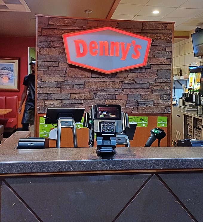 The host stand – that magical gateway where hungry becomes "please be seated" and the promise of pancakes becomes deliciously imminent.