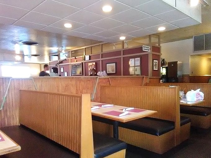 Classic diner booth seating—where countless Florida stories have been shared over coffee refills and plates scraped clean of every last morsel.