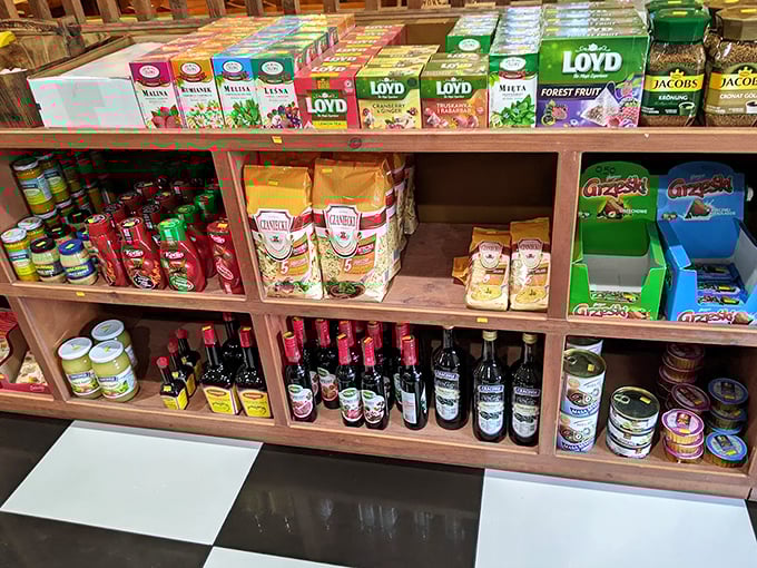 European teas, Polish flour, and imported specialties line these shelves—ingredients that bridge the Atlantic and bring authentic flavors to Pennsylvania.