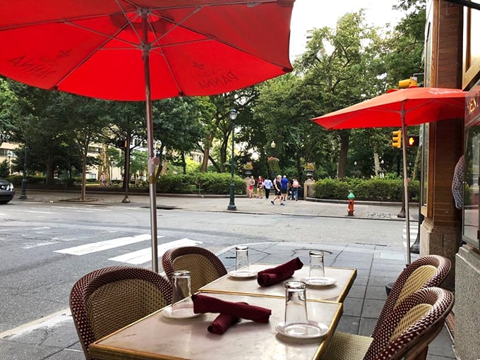 Outdoor seating that turns Rittenhouse Square into your personal dining room. Those red umbrellas aren't just shade—they're beacons for the food-obsessed.