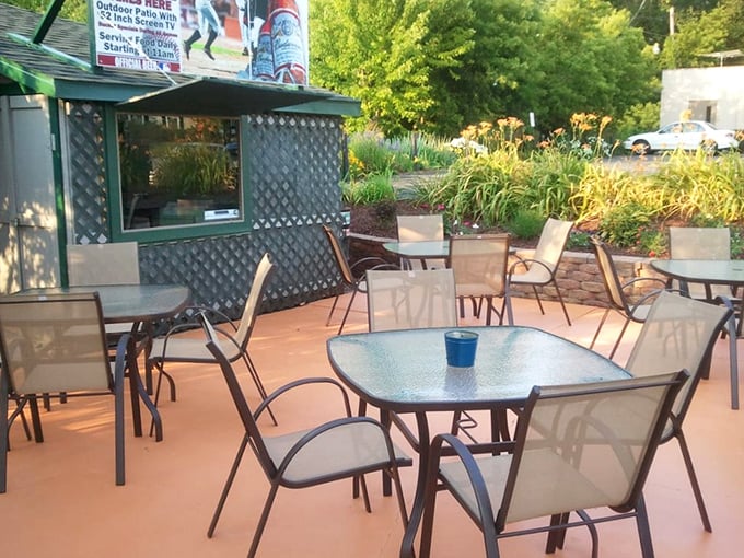 Summer in Wisconsin means dining al fresco. This patio offers the perfect setting for enjoying those massive burgers under open skies.