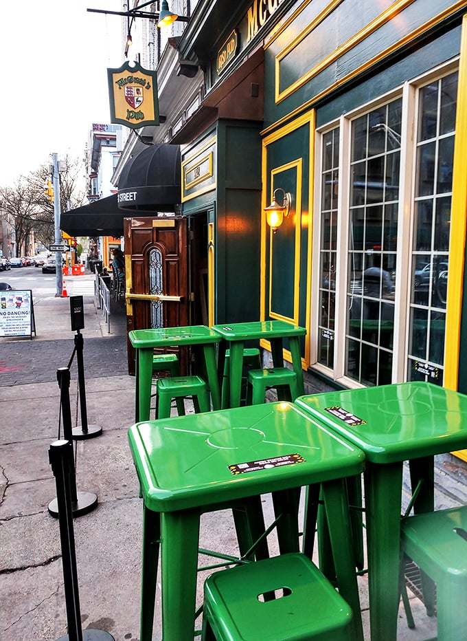 Those bright green tables outside aren't just furniture – they're front-row seats to Harrisburg street life with a side of fresh air and people-watching.
