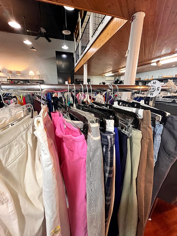 The pants section: where someone else's "too tight" becomes your "just right" at a fraction of retail price.