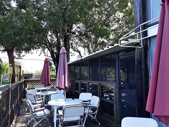 The outdoor patio offers breakfast with a side of cedar-scented breeze – Florida dining as it should be, without walls between you and paradise.