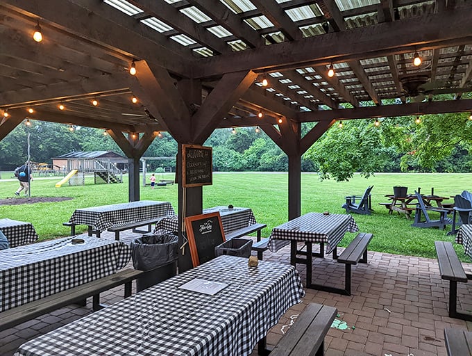 That covered patio proves you can teach an old school new tricks, especially when those tricks involve al fresco dining.