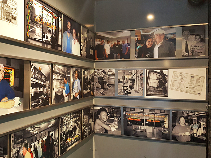 Wall of fame that tells the story of a beloved institution – decades of memories, celebrity visits, and the faces that make Sip & Bite special.