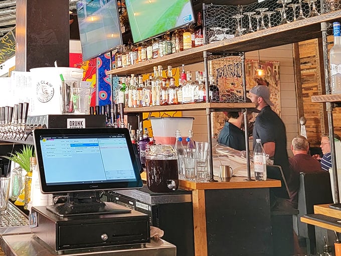The register area—that magical place where transactions happen and the anticipation of smoked meat reaches its fever pitch.