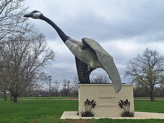 Maxie's impressive profile showcases the surprising artistry behind this monument to waterfowl magnificence, complete with decorative cattails.