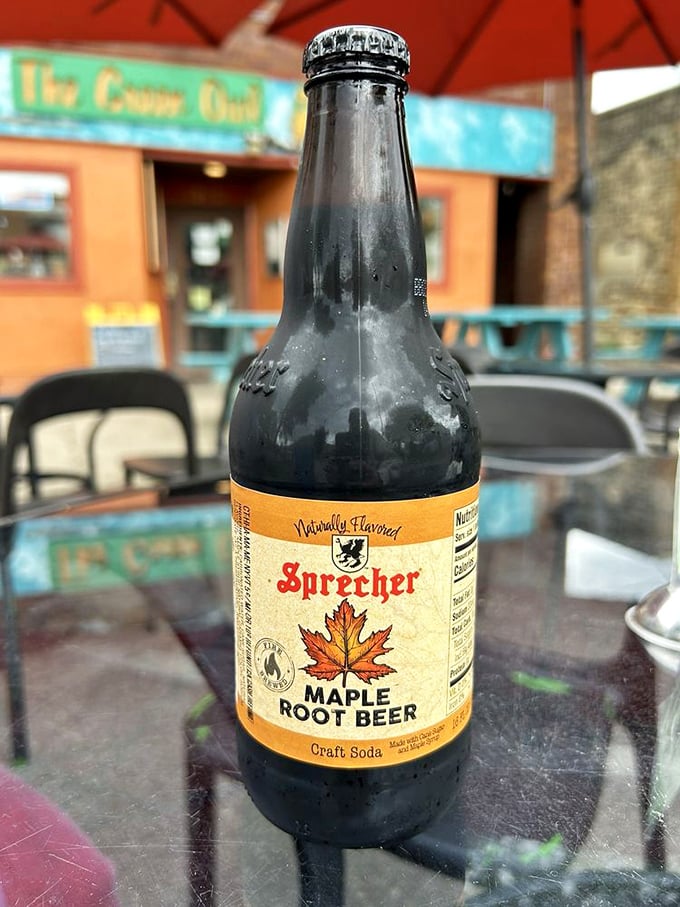 Nothing says "Wisconsin" quite like enjoying a locally-brewed Sprecher root beer on the patio of a vegan cafe—a beautiful contradiction in the best possible way.