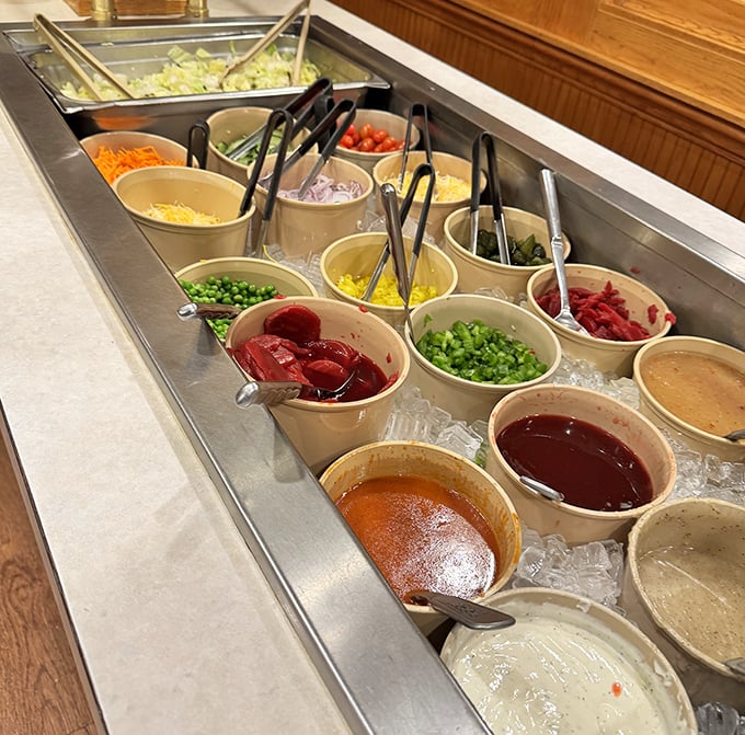 A salad bar offering fresh vegetables that actually taste like they remember being plants recently.