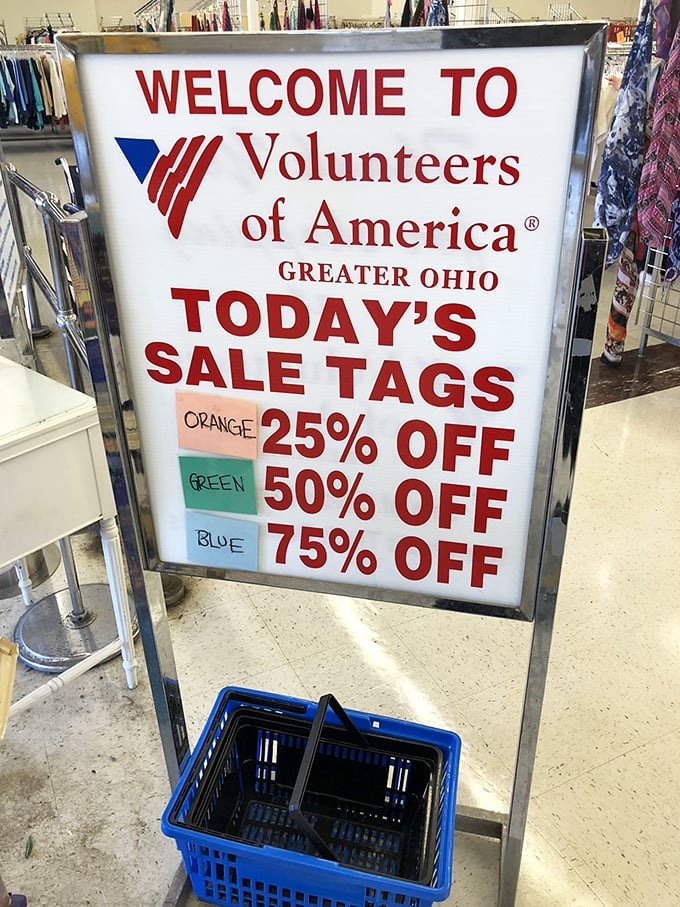 The color-coded discount system—where blue tags might just be your ticket to that lamp you didn't know you needed.