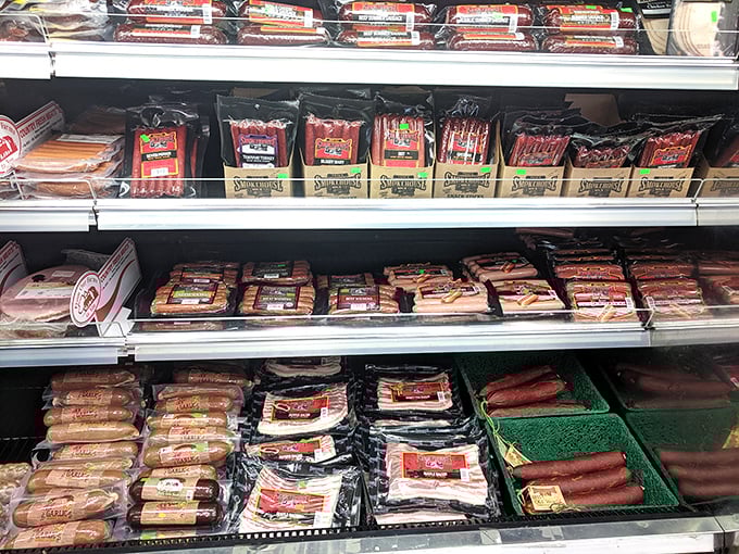 Sausages that would make a German weep with joy. Each link a testament to the art of meat preservation.