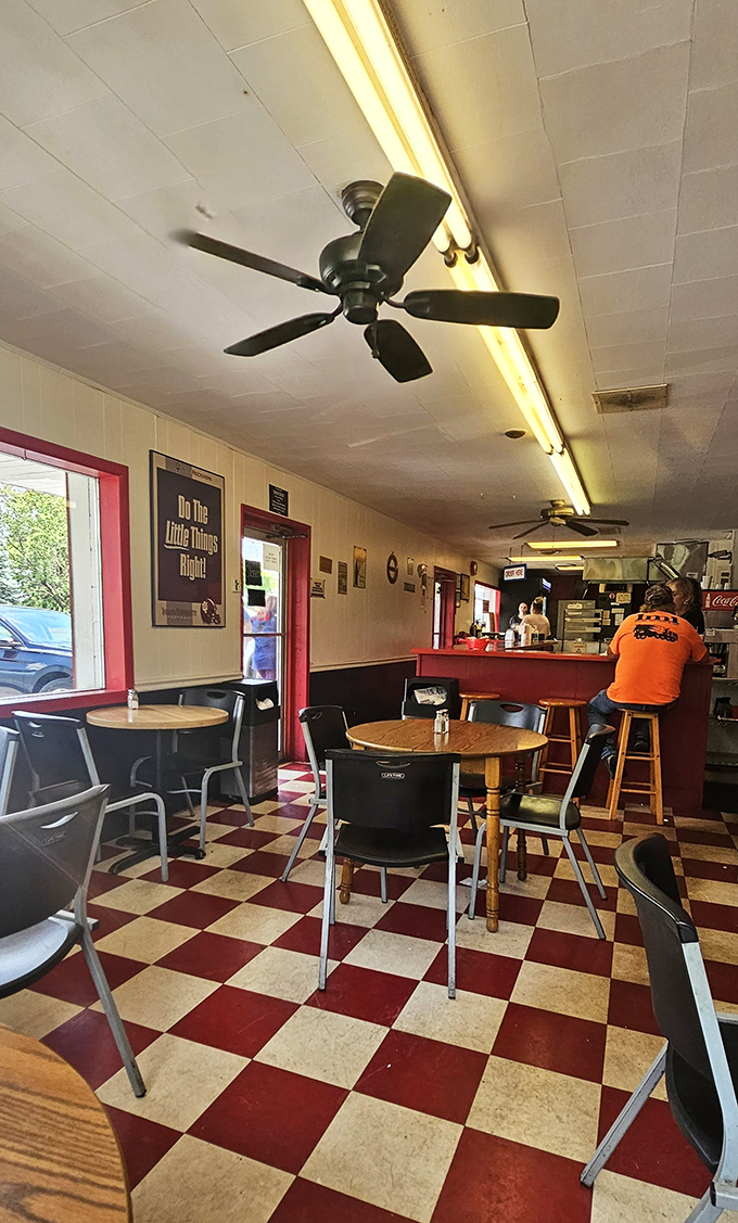 No interior designer needed—just honest-to-goodness seating where the only thing that matters is what's on your plate.