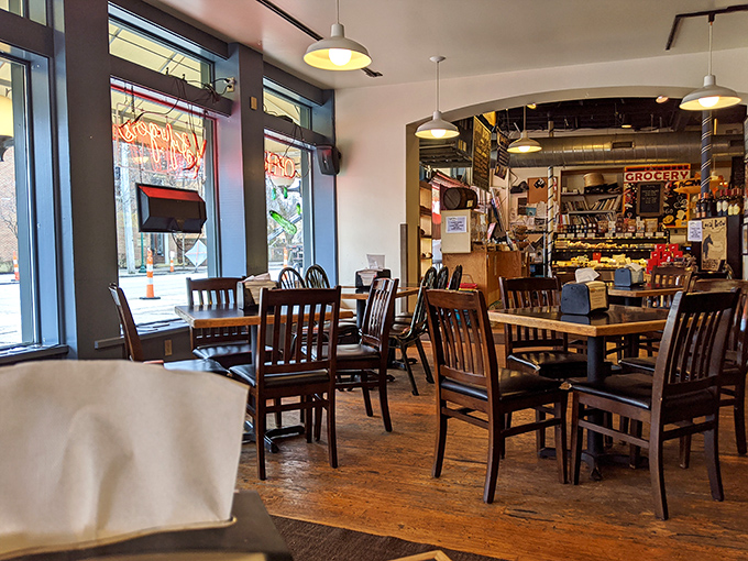 The dining room waits expectantly for the lunch rush—each chair a front-row seat to the delicious drama about to unfold.