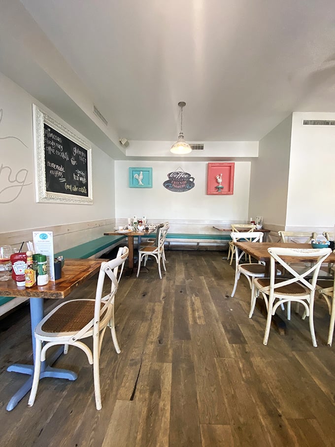 Cozy booth seating with coastal touches makes every meal feel like a mini-vacation from ordinary dining experiences.