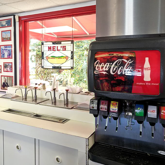 Even the soda station feels like a throwback to simpler times – when choosing between six flavors felt like abundant freedom rather than decision fatigue.