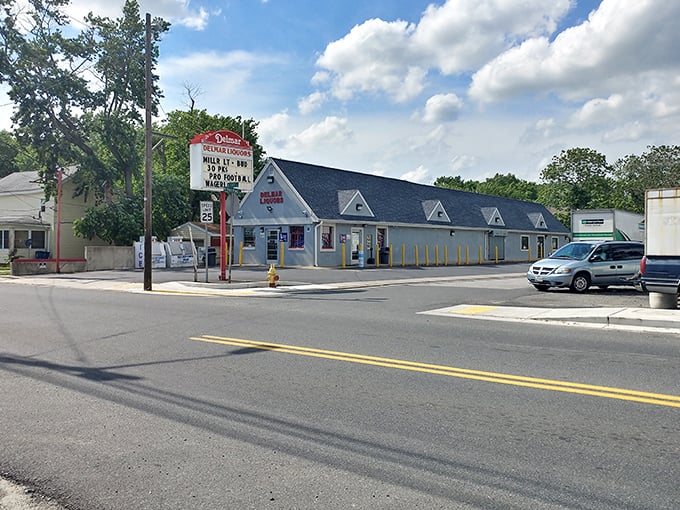 Local businesses like this liquor store keep things simple and affordable—no artisanal markup or pretentious wine descriptions here.