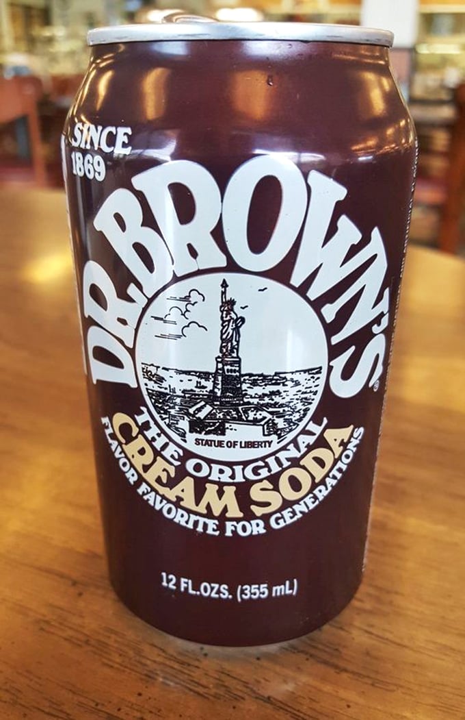 Dr. Brown's cream soda—the unofficial beverage of serious deli enthusiasts everywhere—offers sweet, nostalgic refreshment between bites of pastrami.