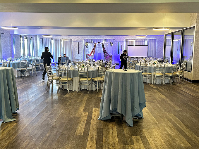 The event space transforms for celebrations, with elegant table settings beneath soft lighting—because the only thing better than Aarzu's food is sharing it with fifty of your closest friends.