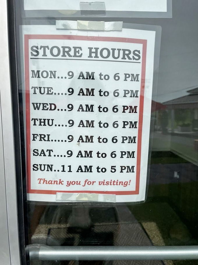 Consistent hours mean you can plan your fudge emergencies and cheese cravings around reliable availability year-round.