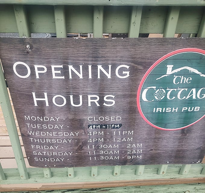 Even the hours sign reveals this isn't just a restaurant – it's a proper pub where Friday nights stretch gloriously into Saturday morning.