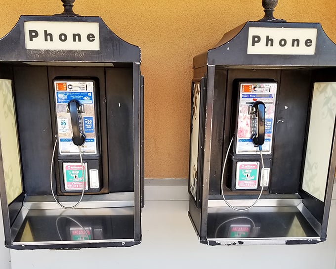 These vintage payphones stand as charming retail archaeology—a reminder of shopping before "Can you Venmo me for that?" became the norm.