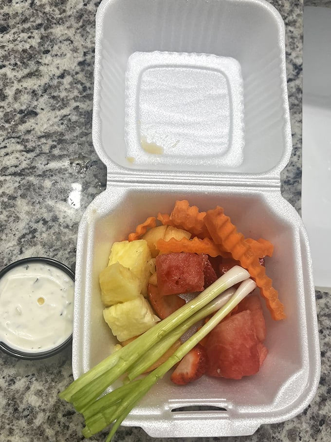 Even takeout gets the royal treatment – a relish tray to-go proves Wisconsin hospitality extends beyond the dining room walls.