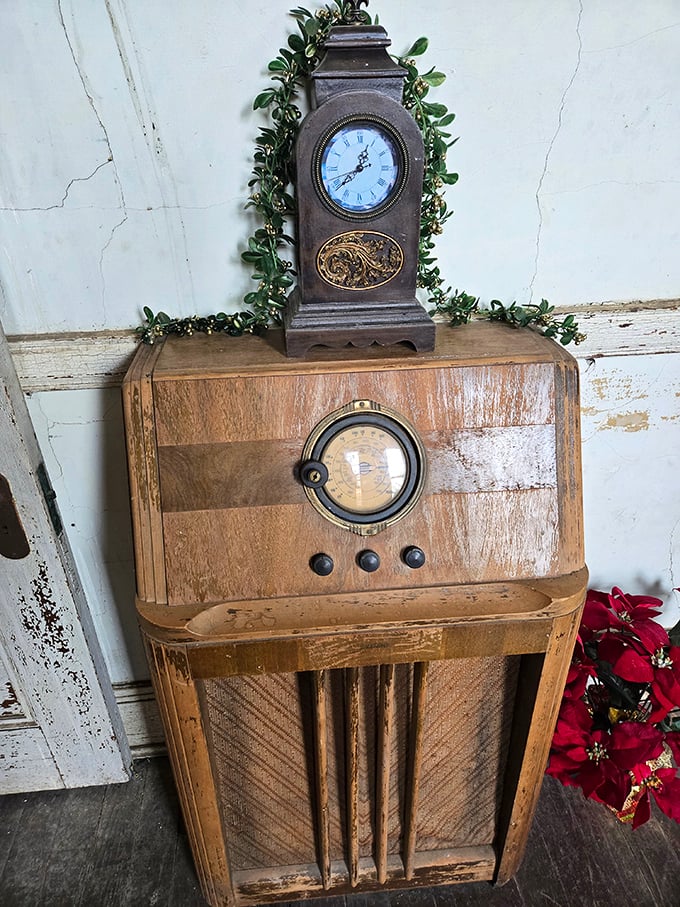 This vintage radio once brought news and entertainment to isolated Ione. The original streaming service, complete with wooden cabinet!
