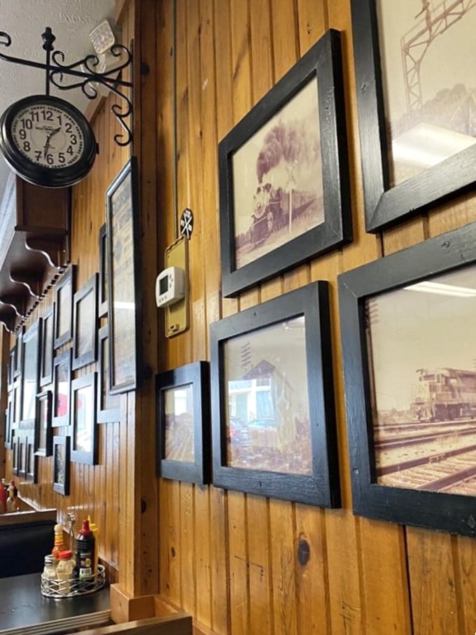 The walls at Nick's don't need fancy art—they've got history. Each framed photo tells a story of Huntington's past, creating atmosphere you can't manufacture.