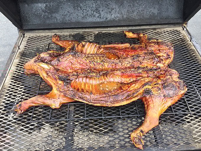 This isn't just cooking—it's a primal ritual. A whole hog on the smoker is barbecue in its most honest, spectacular form.