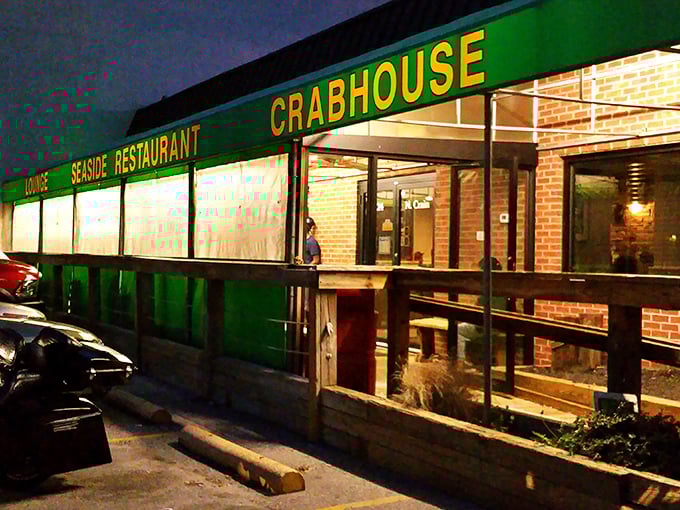 Green awning guards Glen Burnie's seafood secret - where Crain Highway meets serious coastal cooking traditions.