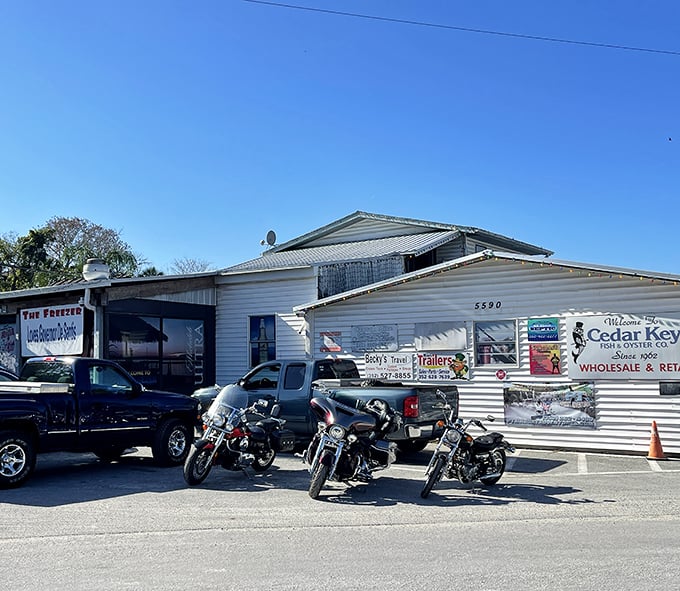 The Freezer's unassuming entrance hides one of Florida's best-kept seafood secrets – just follow the locals!