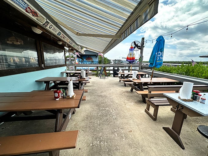 At JB’s Fish Camp, the unfussy picnic tables and dockside views promise seafood so fresh it speaks for itself.