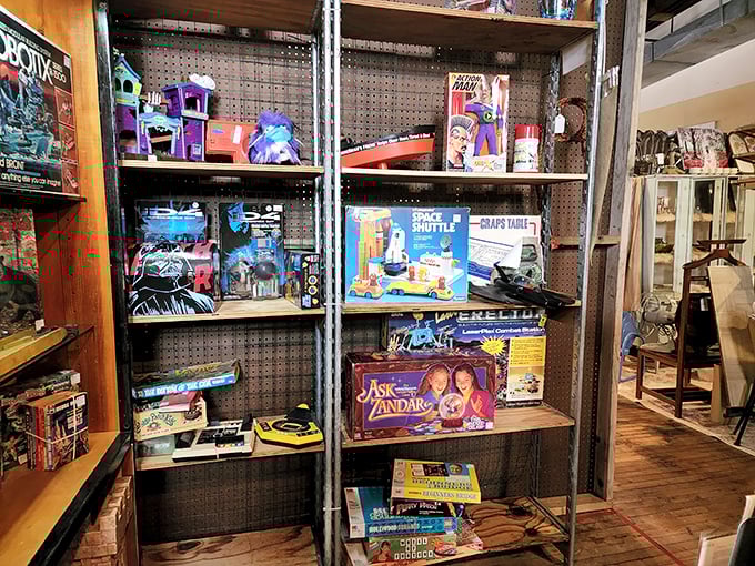 The toy section is childhood nostalgia in physical form – where Gen X visitors gasp "I HAD that!" while their children wonder how anyone survived without screens.