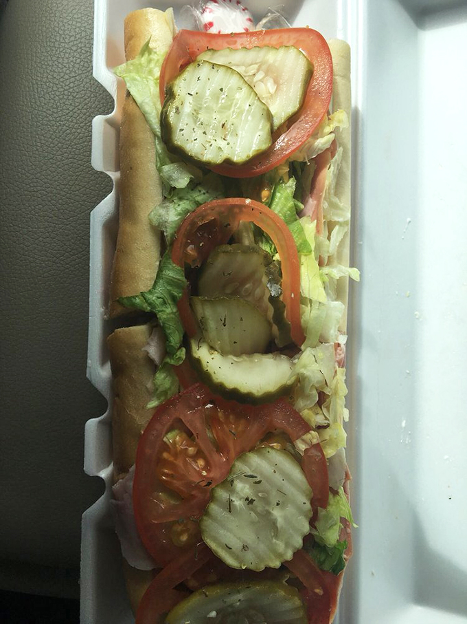 A work of edible art where each ingredient is placed with purpose—crisp lettuce, juicy tomatoes, and pickles arranged like jewels in a culinary crown.