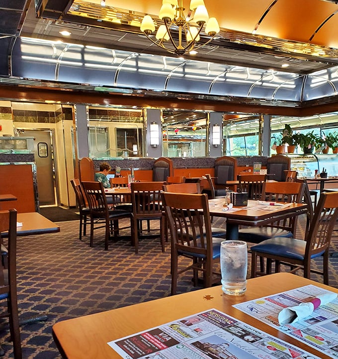 Soft lighting and comfortable seating create the perfect backdrop for the main attraction – food that doesn't need fancy lighting to impress.