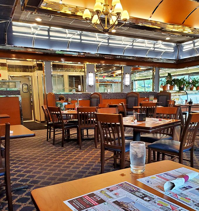 Soft lighting and comfortable seating create the perfect backdrop for the main attraction – food that doesn't need fancy lighting to impress.