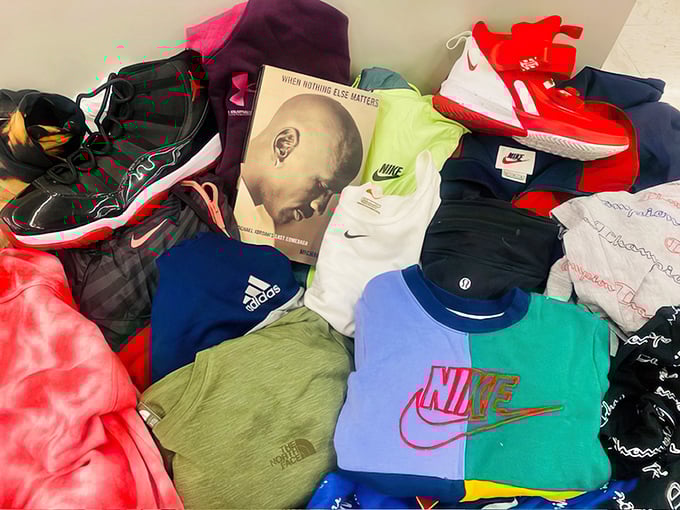 Brand-name athletic wear creates a colorful patchwork of possibilities for workout enthusiasts and fashion-forward thrifters alike.
