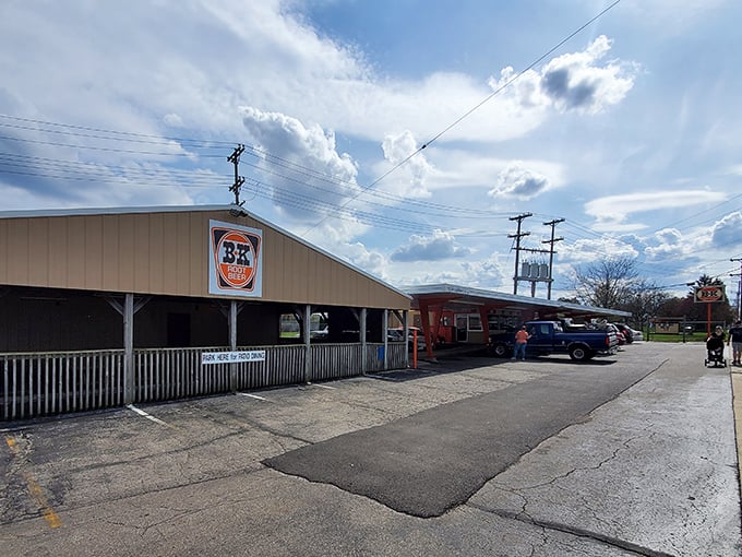 The legendary B-K Root Beer Drive-In—where nostalgia comes with car service and doesn't charge extra for the time travel.