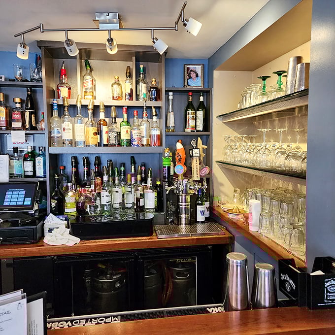 A bar stocked like a liquid library, where every bottle tells a different story. This isn't drinking—it's research into the human condition.