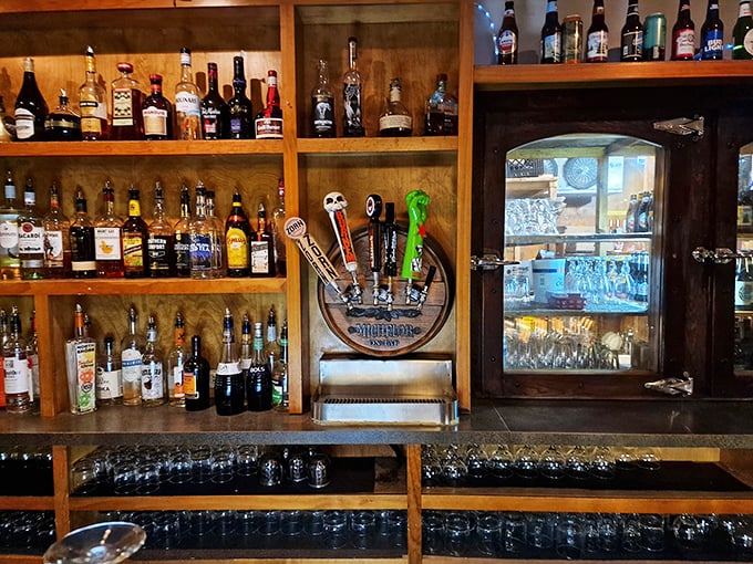 Behind every great meal is a great bar, and this one's stocked like it's preparing for both celebration and apocalypse.