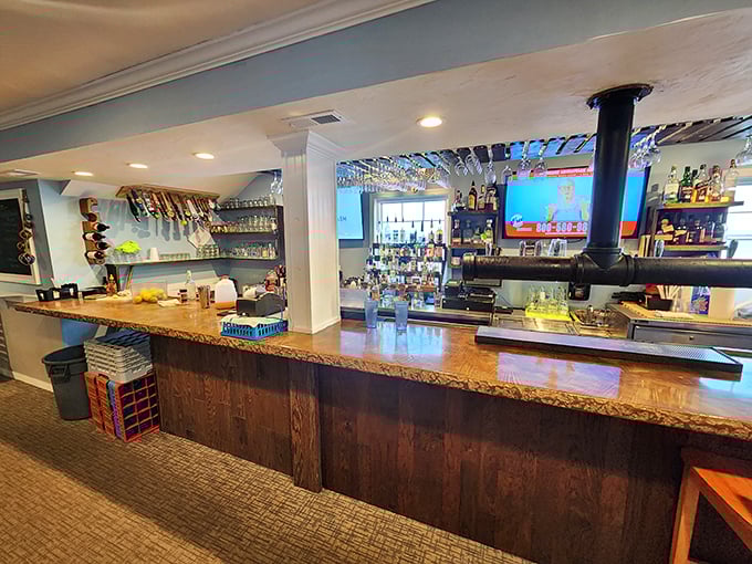 Behind this bar is where vacation mode officially begins – one perfectly mixed coastal cocktail at a time.