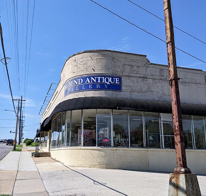 Big Bend Antique Gallery's curved Art Deco façade hints at treasures within – a browser's paradise where yesterday's ordinary becomes today's extraordinary find.