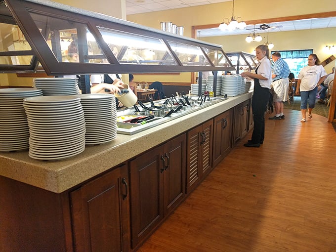 The buffet line—where decision paralysis meets the joy of realizing you don't have to choose just one thing.