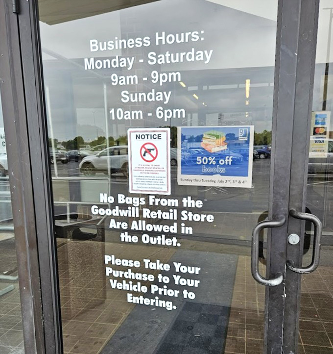 The door sign reveals the generous hours, perfect for early birds and night owls alike seeking secondhand gold.