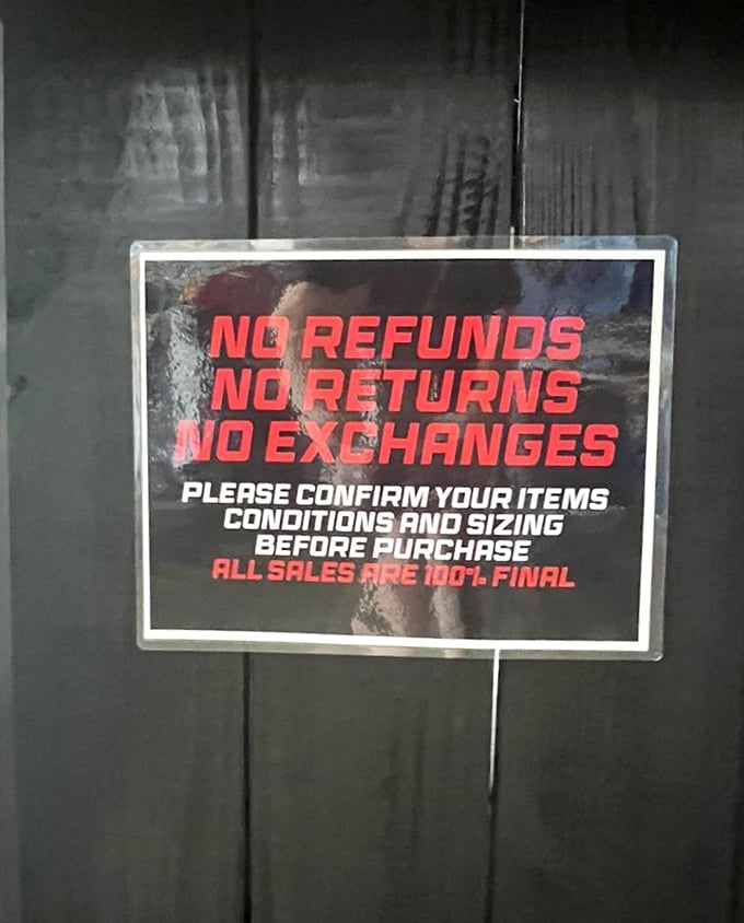 The only heartbreak you'll find here – a gentle reminder that in the world of thrifting, commitment is forever. Choose wisely!