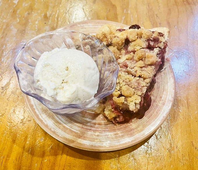 A perfect marriage of warm berry pie and cool vanilla ice cream. Some relationships are just meant to be—this is definitely one of them.